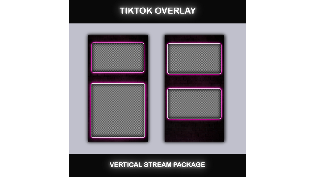 TikTok Live Overlay Pack, Neon Pink Animated Vertical Stream Layout | 9 ...