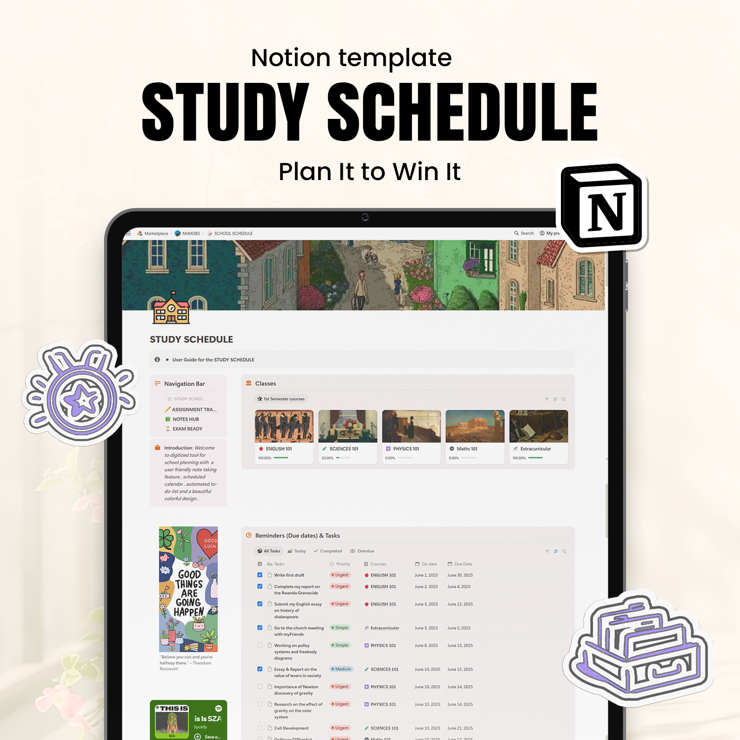 School Schedule Notion Template - Notion Circles
