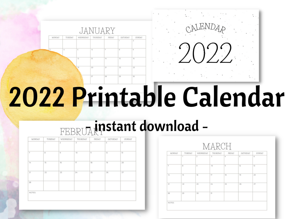 2022 Calendars | Printable Editable Portrait Monthly Calendars in A4 Size