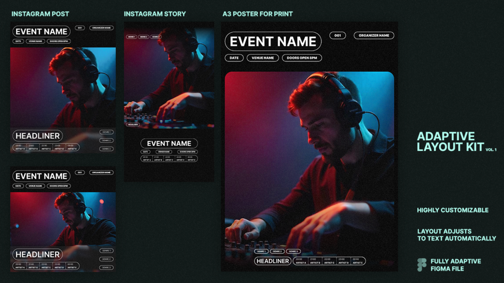 Event Promo Layout Kit Vol. 1 – Instagram & A3 Templates