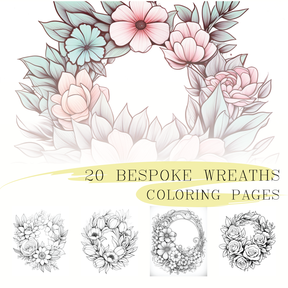 20 Wreaths Downloadable Coloring Pages
