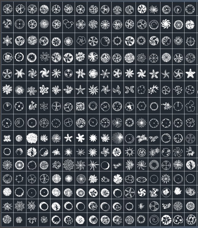 AutoCAD Blocks 400+ Trees-Bushes-Potted-Plant Top Plan View.dwg
