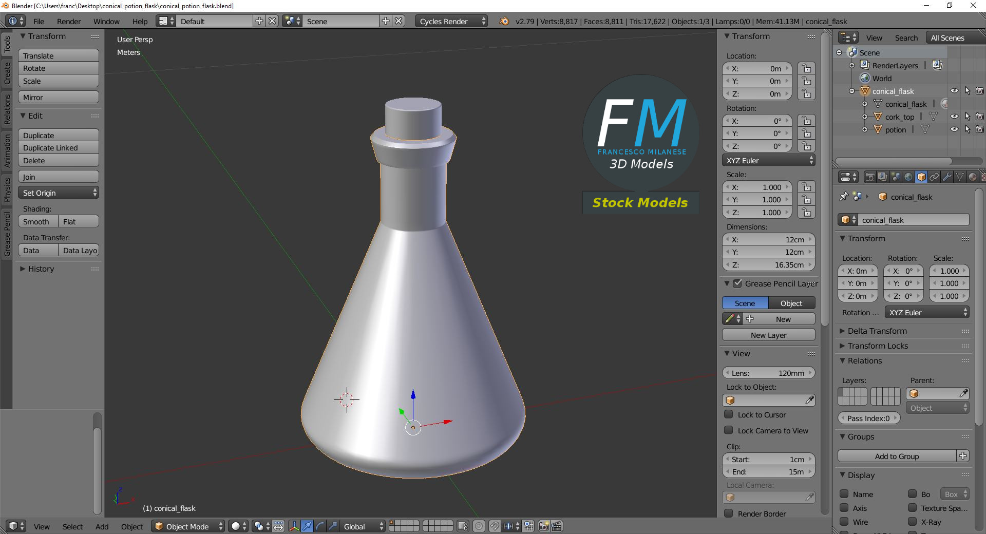 3D MODEL - Conical potion flask
