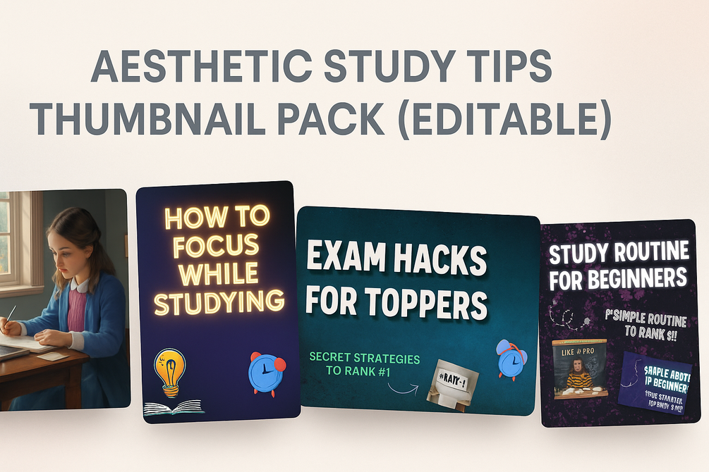 Aesthetic Study Tips Thumbnail Pack (Editable)
