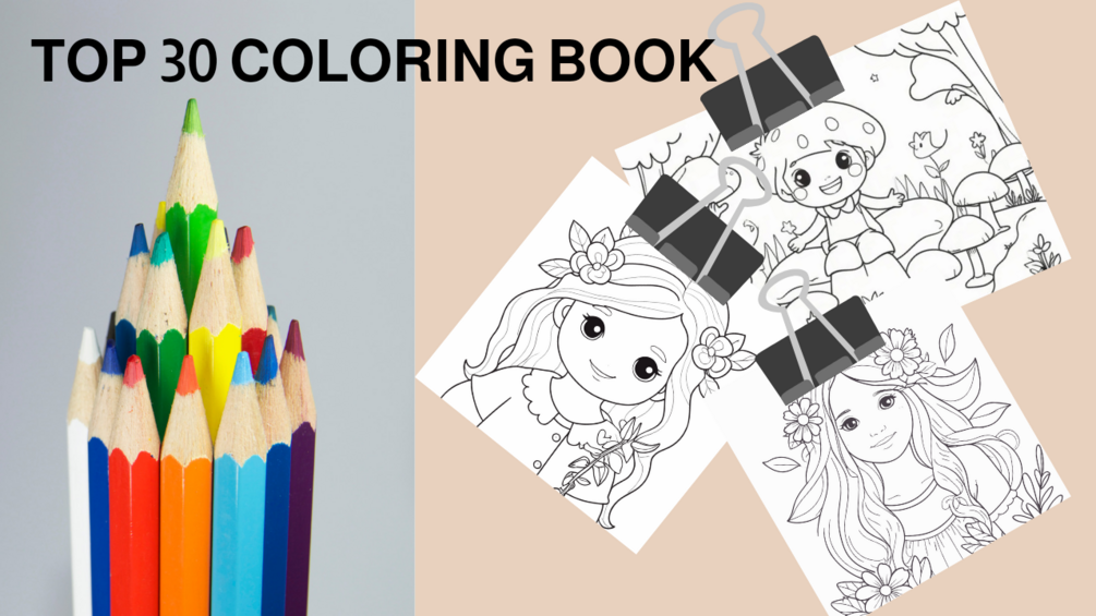 30 Coloring Pages, Coloring book for adults and kids, grayscale ...