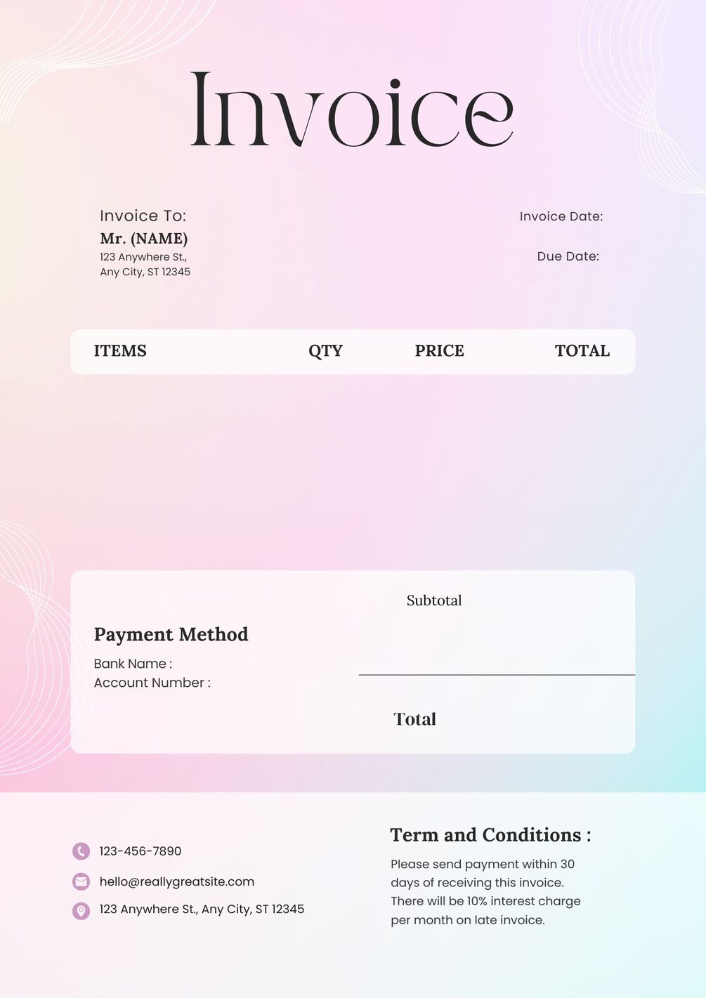 Pink Purple Creative Payment Invoices