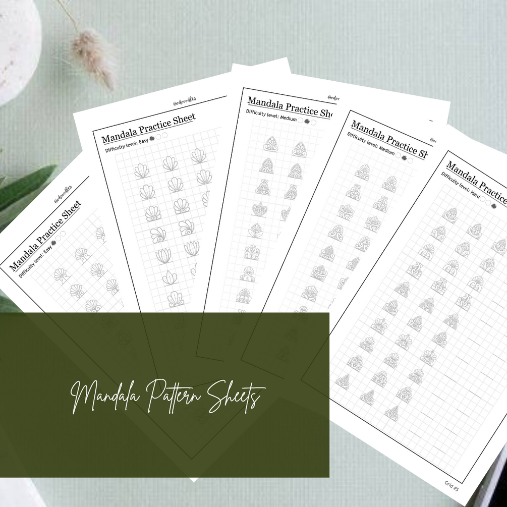 Mandala Pattern Practice Sheets (Set of 50 patterns)