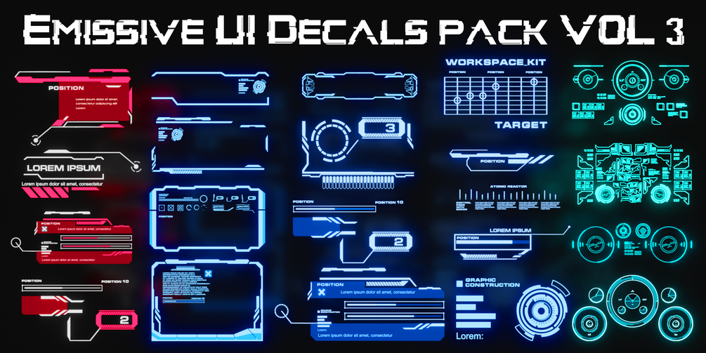 Emissive Ui Decals Pack Vol 3 | Png | Kpack | Decal Machine