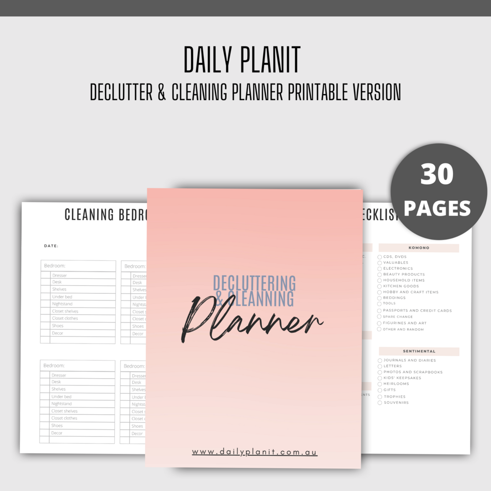 DAILY PLANIT DECLUTTERING & CLEANING PLANNER PRINTABLE