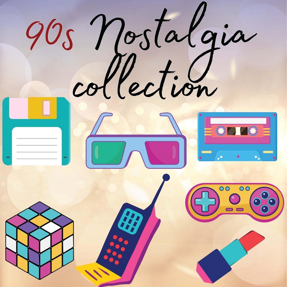 22 Cute Nostalgic 90s Sticker Set, Collection of colorful stickers in ...