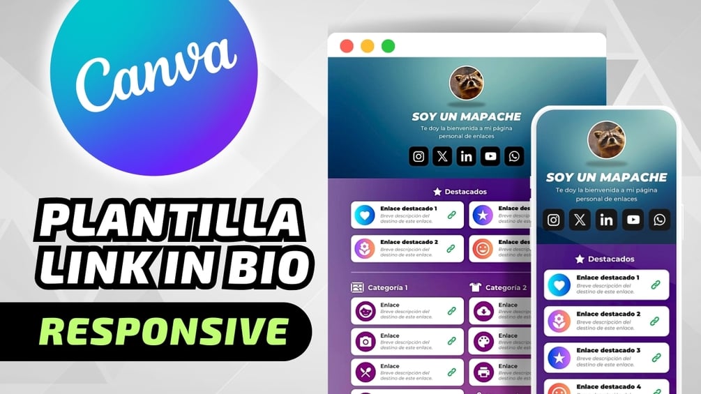Plantilla Canva - Web Responsive tipo Link in Bio / Linktree