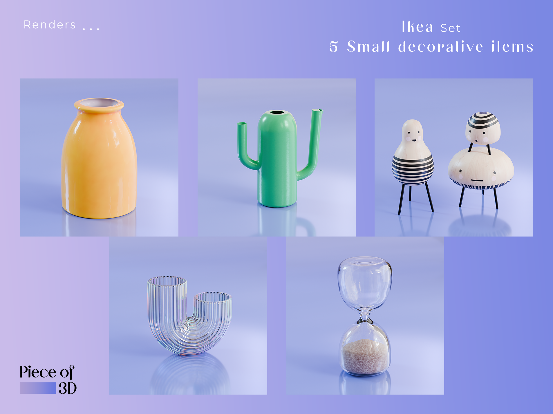 3D Objects - IKEA Set - 5 Small decorative items
