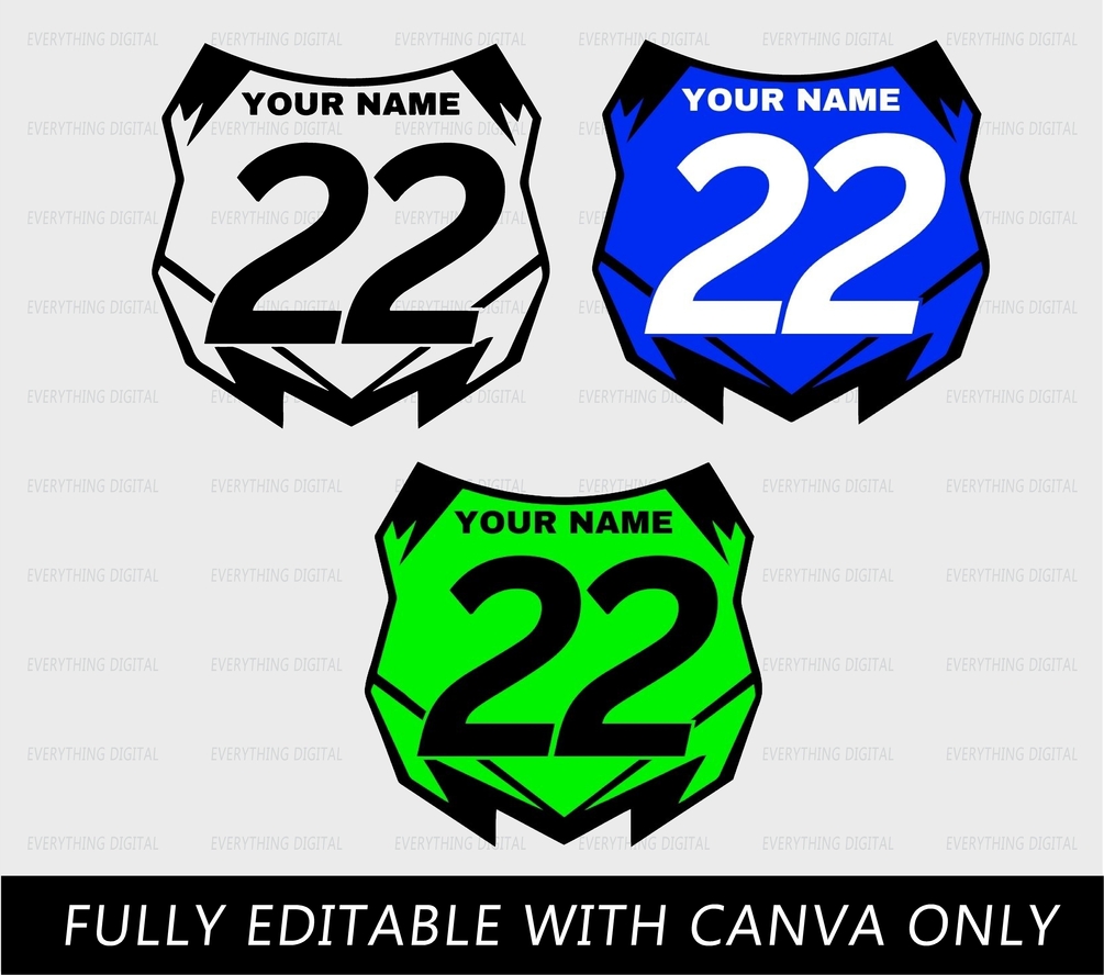 Motocross Racing Plate Fully Editable for Cricut and Print Download SVG ...