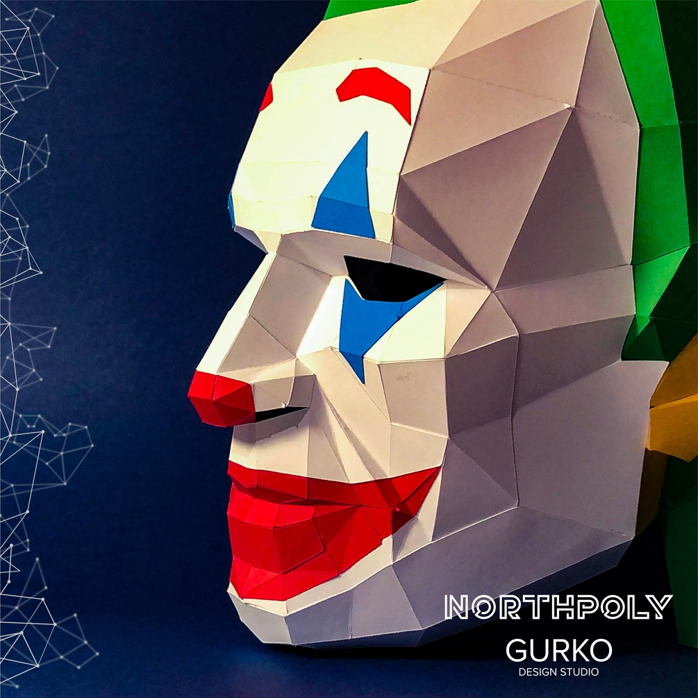 Joker Mask Papercraft, Pdf, Gurko, Pepakura, Template, 3D Origami ...