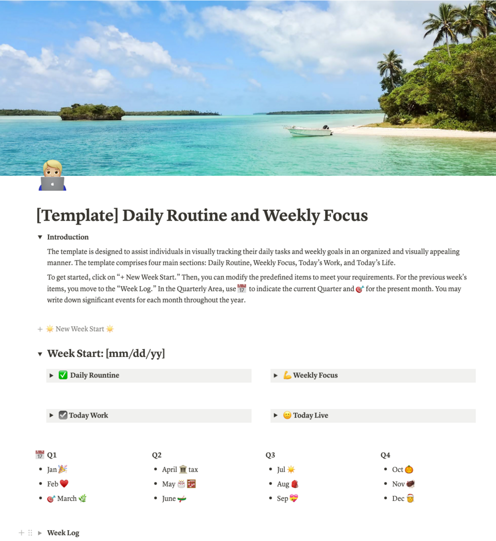 Daily Routine and Weekly Focus