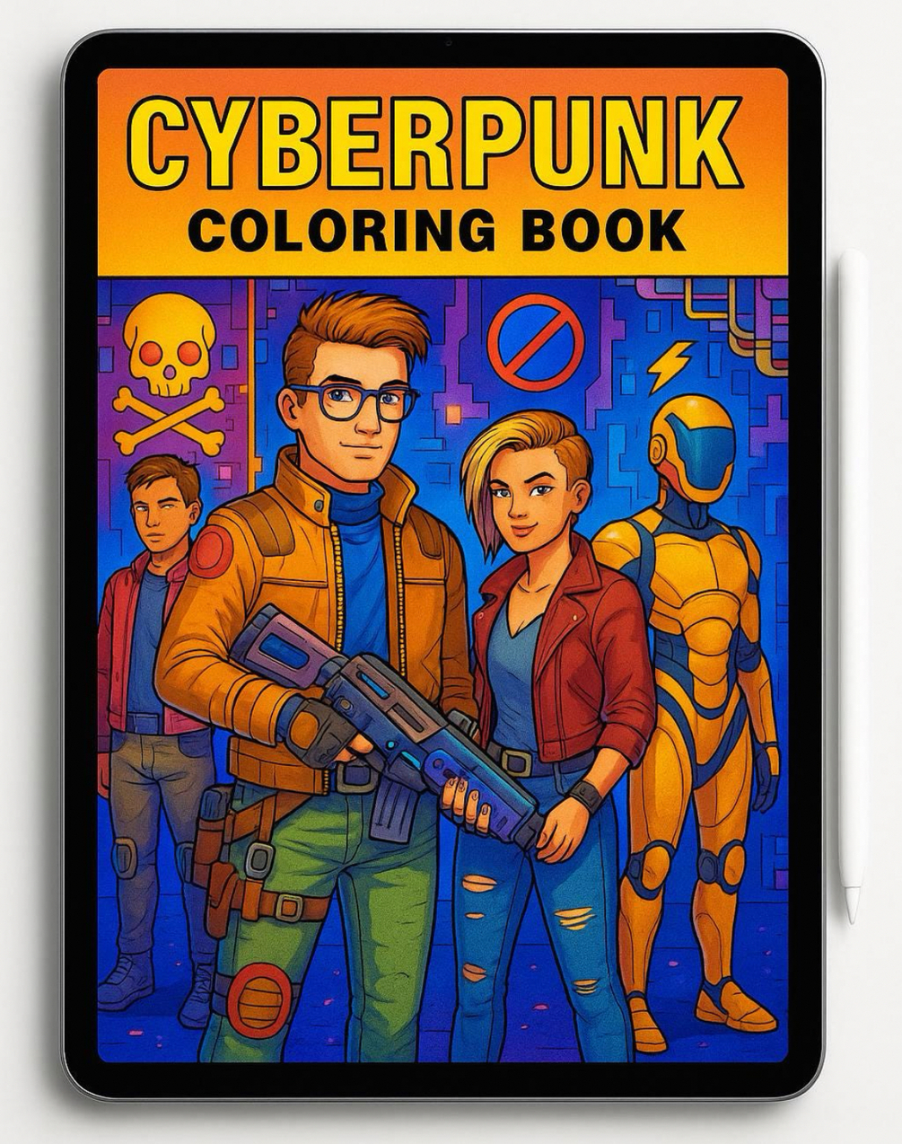 Cyberpunk Coloring eBook | 15 Printable Pages | Futuristic Dystopian ...