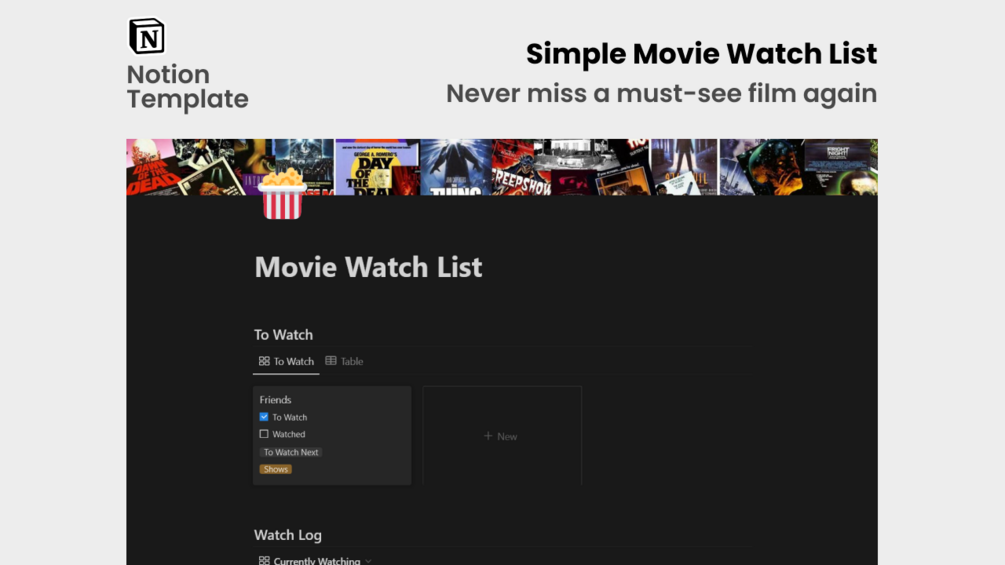 Simple Movie Watch List (Notion Template)
