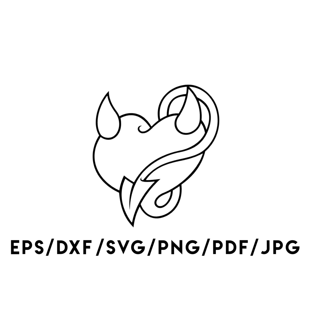 Devil Heart Design Instant Download Svg, Eps, Dxf, Png, Pdf, Jpg ...