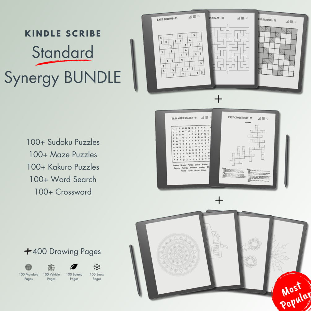 Kindle Scribe Standard Puzzle Bundle - Featuring Sudoku, Mazes, Kakuro ...
