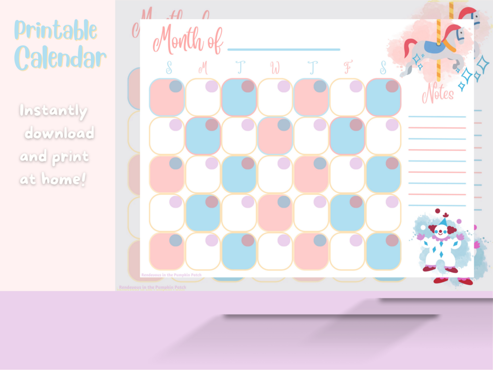 Printable Calendar - Carousel