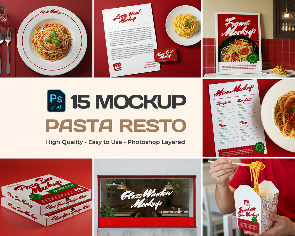 15 Premium Pasta Resto Mockup Collection