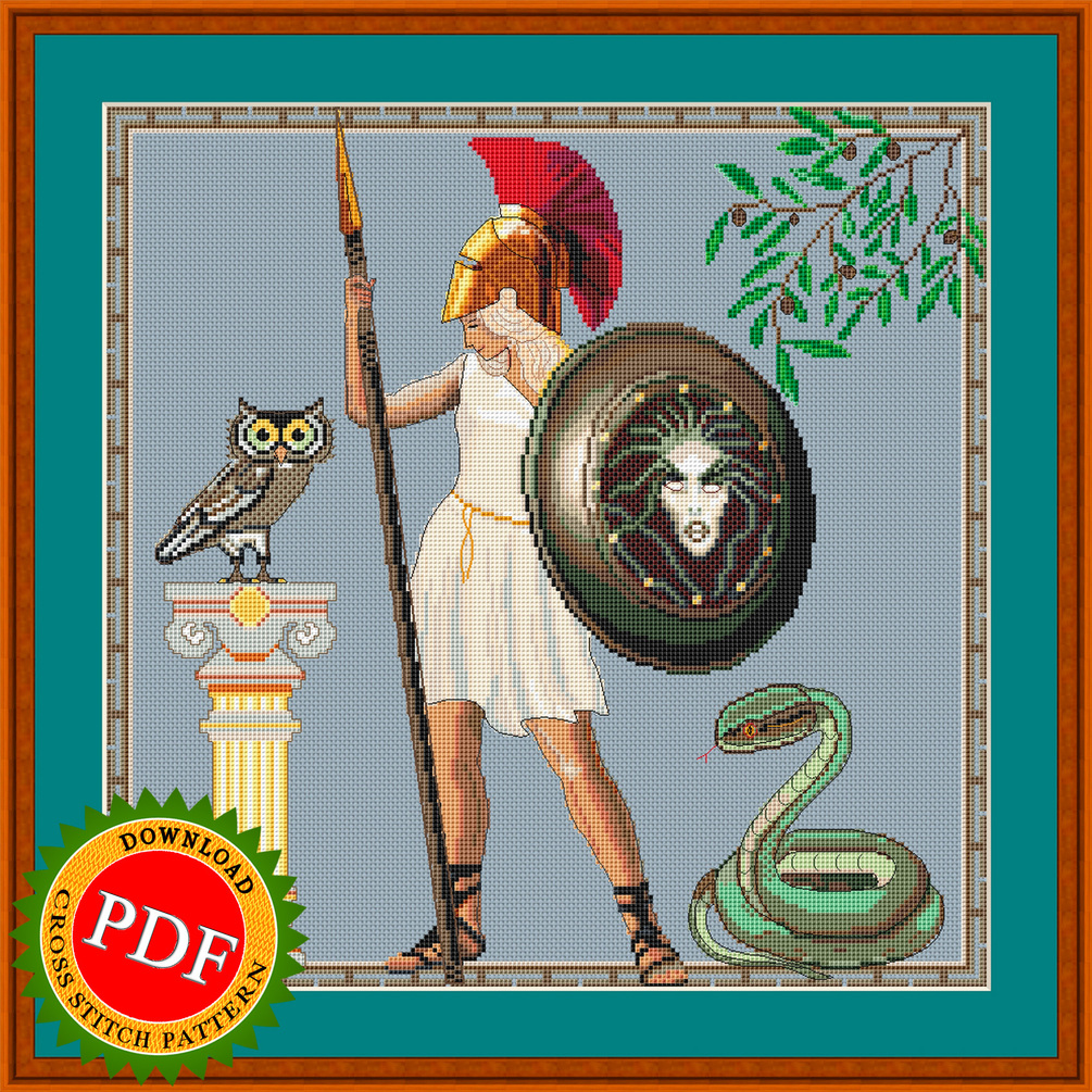 Athena Cross Stitch Pattern | Warrior Goddess | Minerva