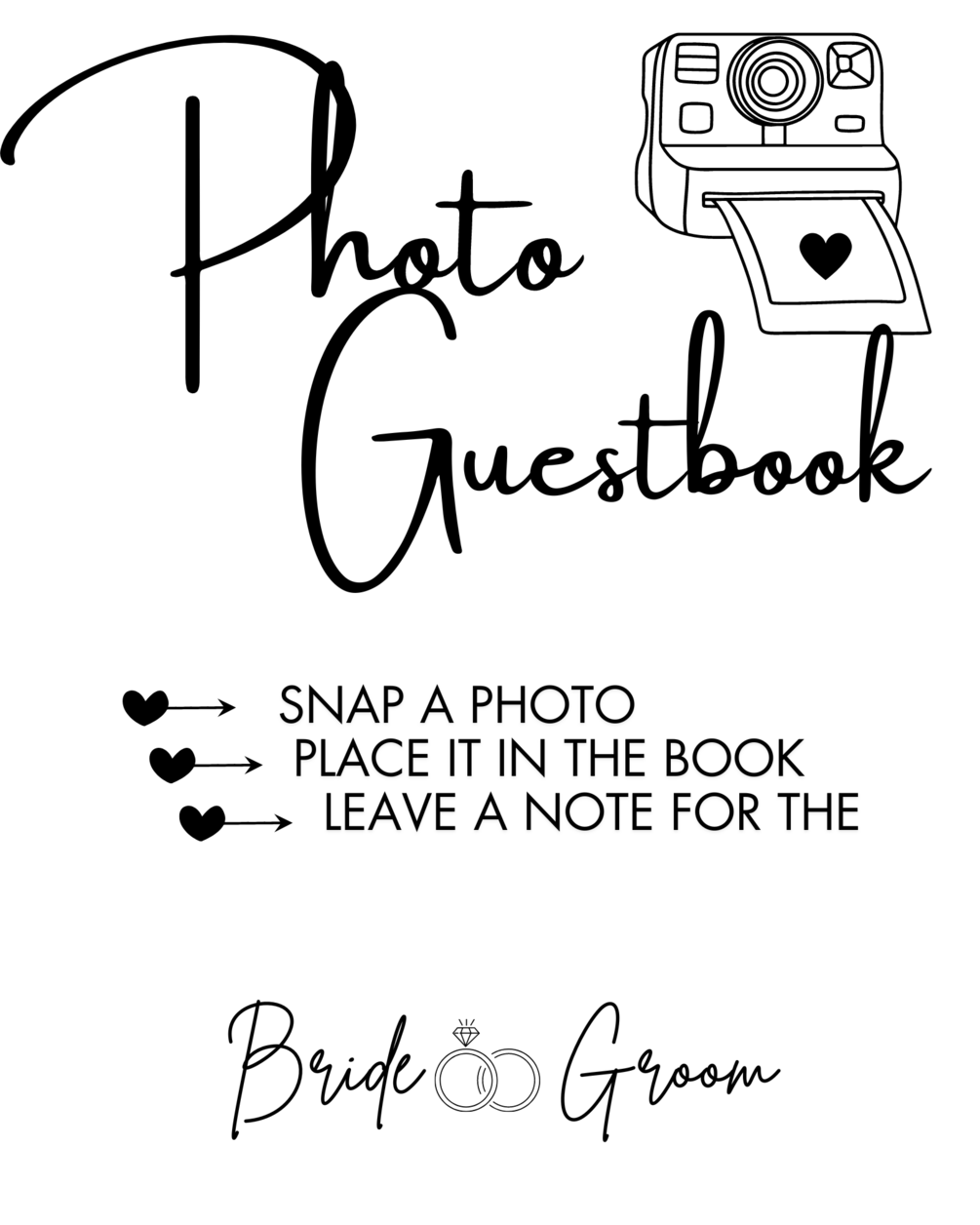 Photo GuestBook Sign, Modern Wedding, Editable Template, Minimalist ...