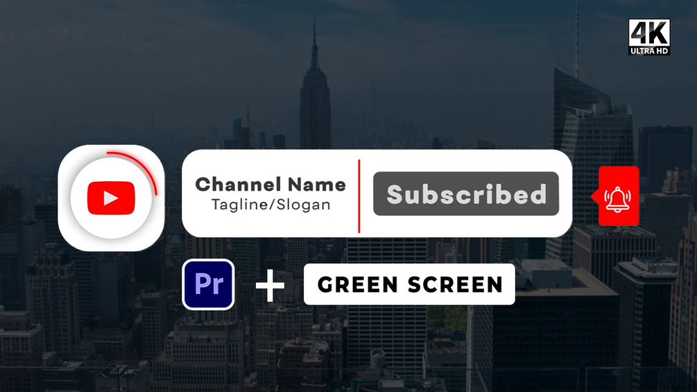 YouTube Subscribe Button Premiere Pro Template & Green Screen [4K]