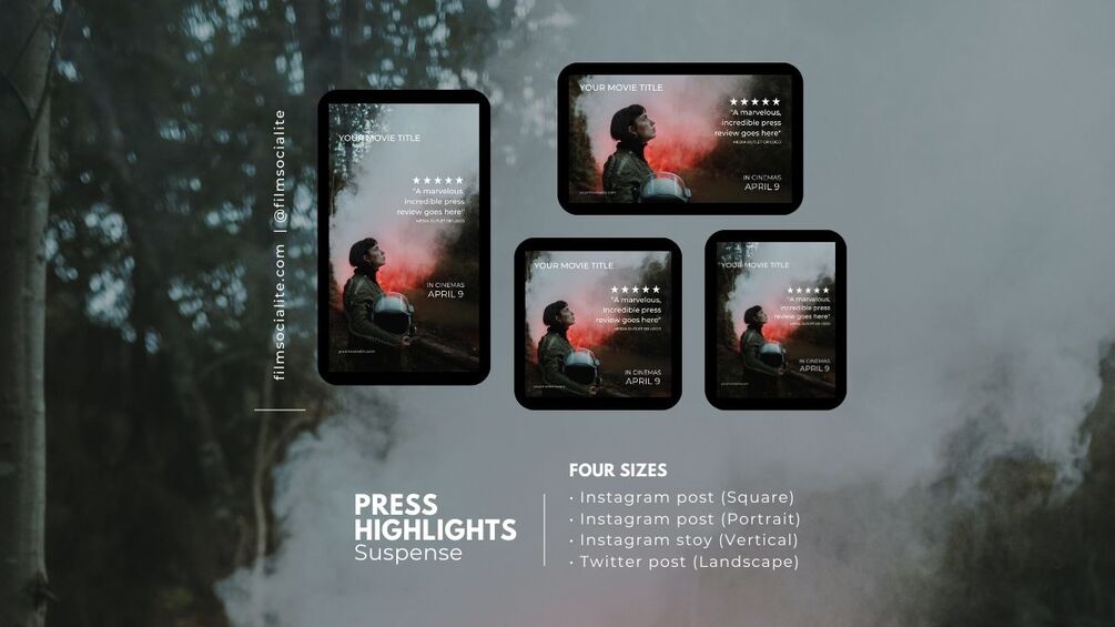 Press Highlights - Suspense | Social Media Templates for Film