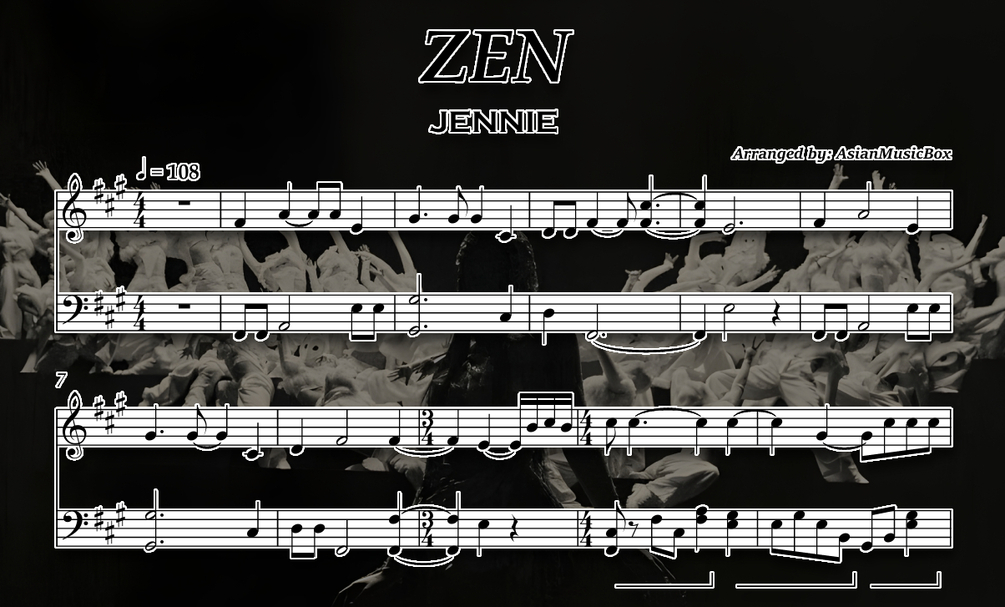 JENNIE - ZEN [Piano Sheet Music / MIDI / WAV]