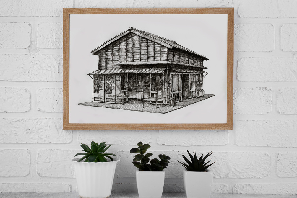 Architecture Sketch Art; Detailed Building Ink Drawing; Architecture ...