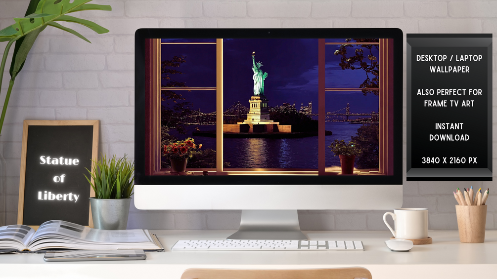STATUE OF LIBERTY - Desktop/Laptop Wallpaper / Frame TV Art / Zoom ...