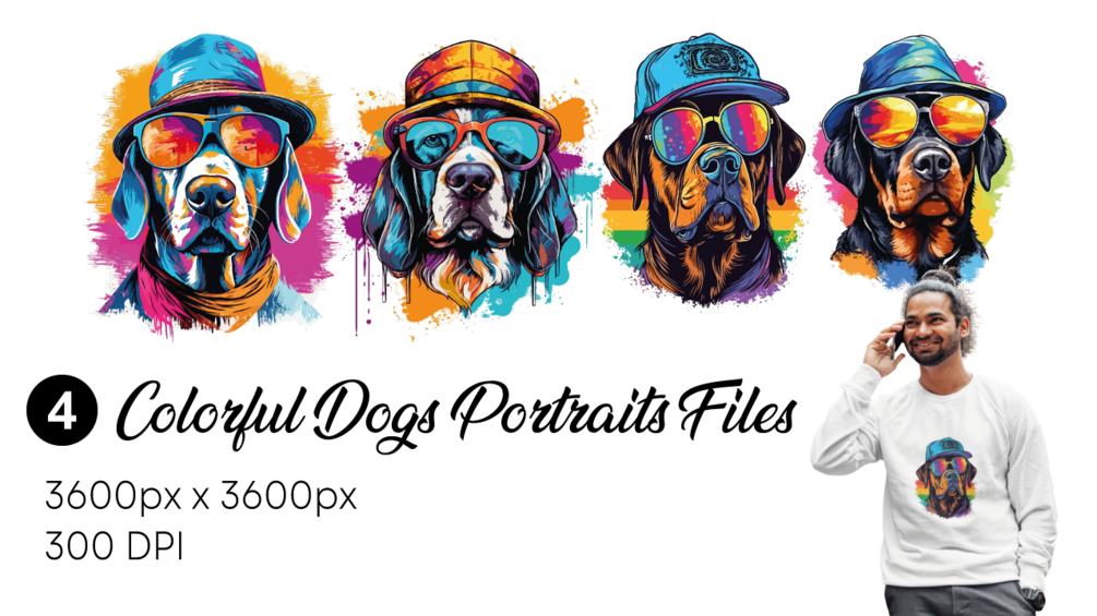 Colorful Dogs Portrait Bundles 3
