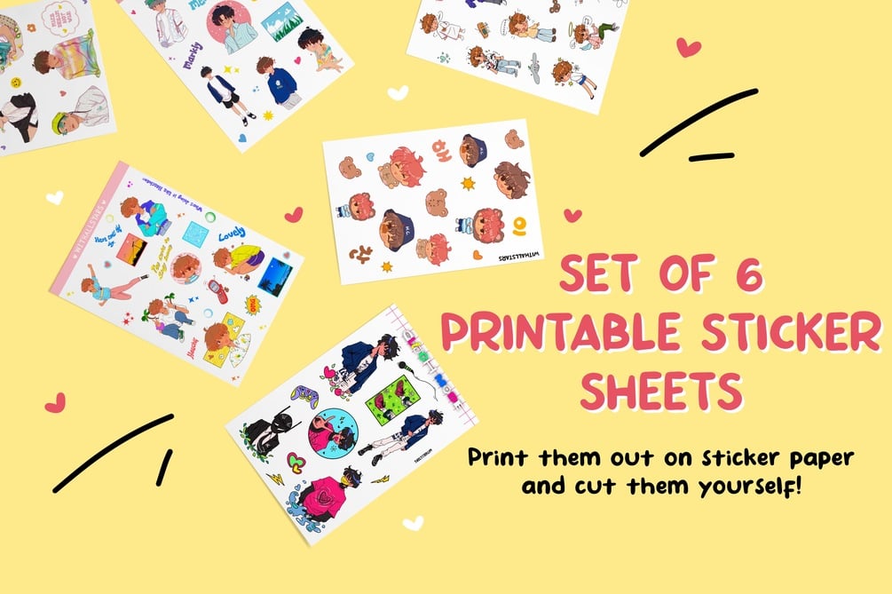 (FREE) SET OF 6 PRINTABLE STICKER SHEETS