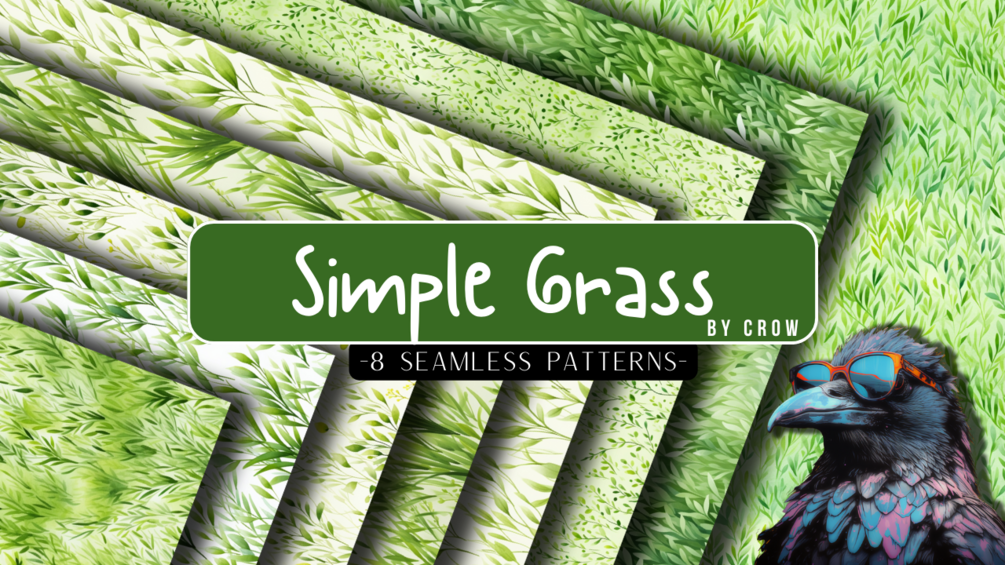 Stylized Simple Grass Textures Digital Paper Pack | Seamless Patterns ...