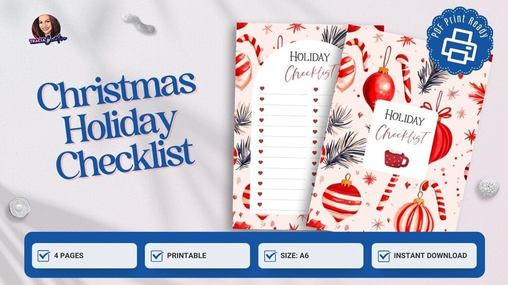Christmas Holiday Checklist - Digital Download, Printable PDF
