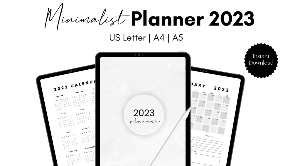 Minimalist 2023 Monthly Planner Inserts (Printable)