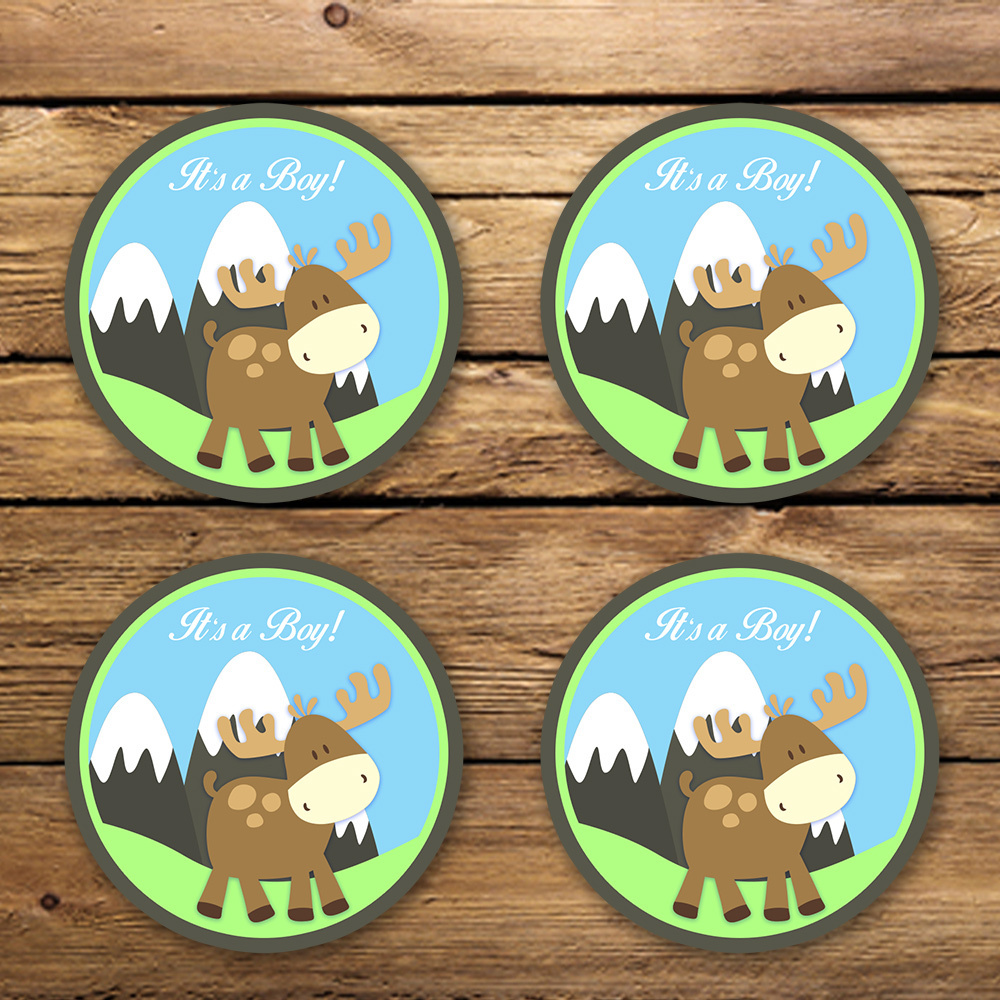 Moose Baby Shower Cupcake Toppers - It's a Boy Cupcake Toppers