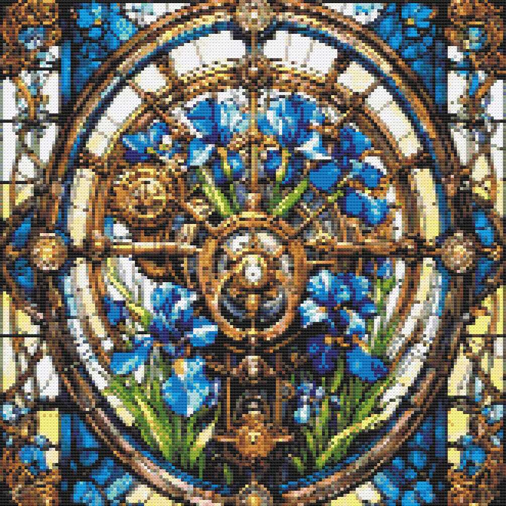 Iris and Stained Glass, steampunk style. Instant download PDF cross ...