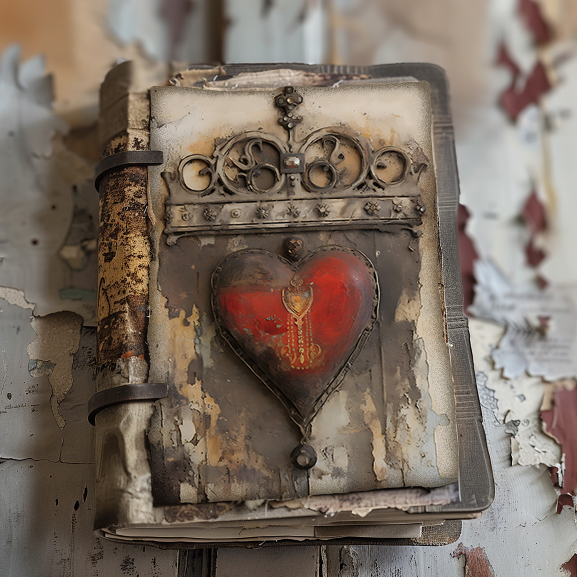 16 pc Crowned Heraldic Heart Crest Collage Printable Junk Journal Half ...