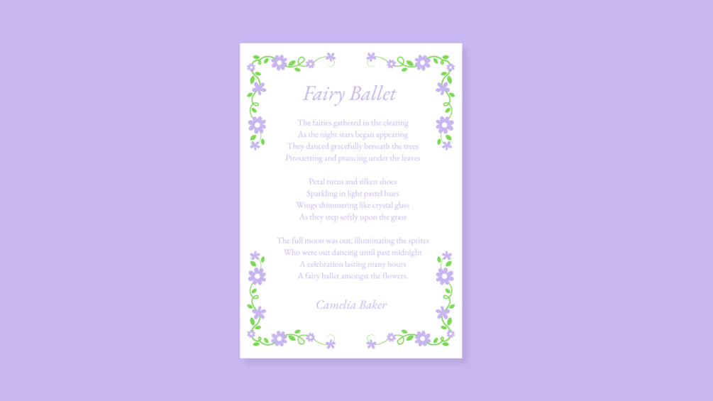 Fairy Ballet Poem Print