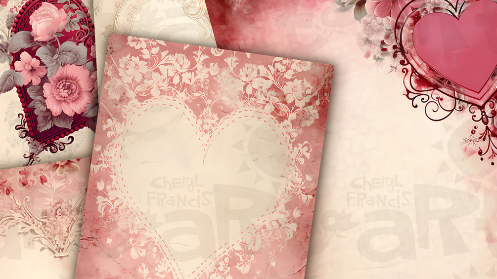 40 pc Variety of Valentine Printable Junk Journal Half Papers for Book ...