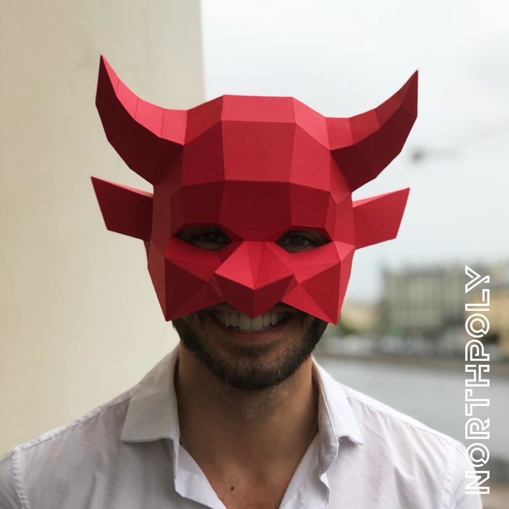Devil Mask Papercraft, Halloween, Pdf, Gurko, Pepakura, Template, 3D ...