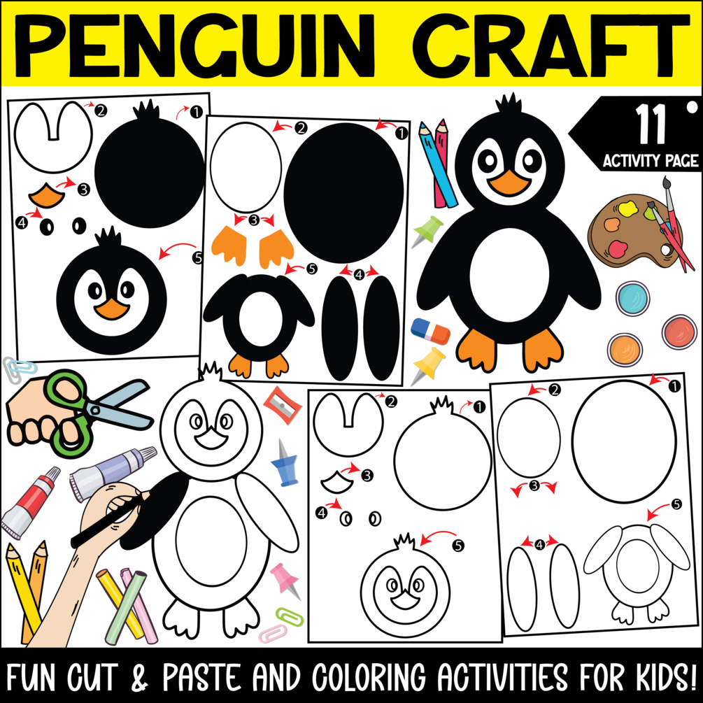 PENGUIN Craft for Winter - Fun Cut, Paste, and Coloring Activities for ...