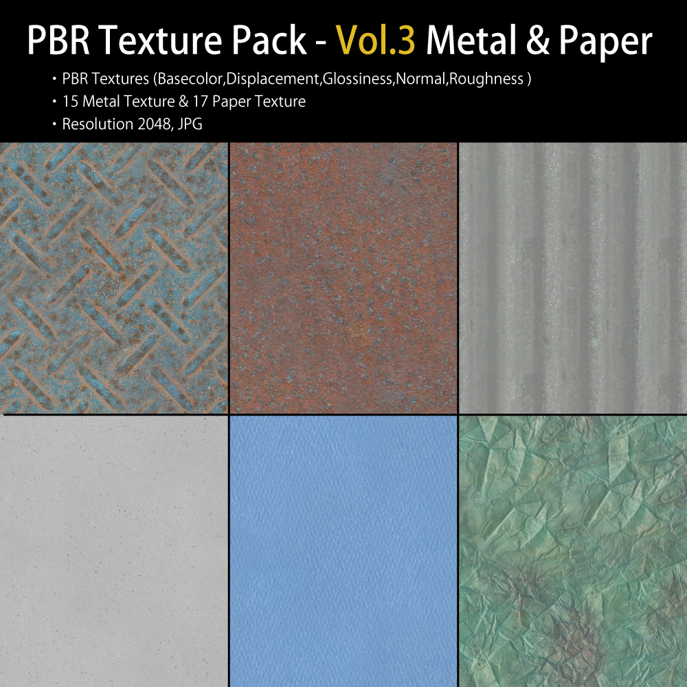 PBR Texture Pack - Vol.3 Metal & Paper
