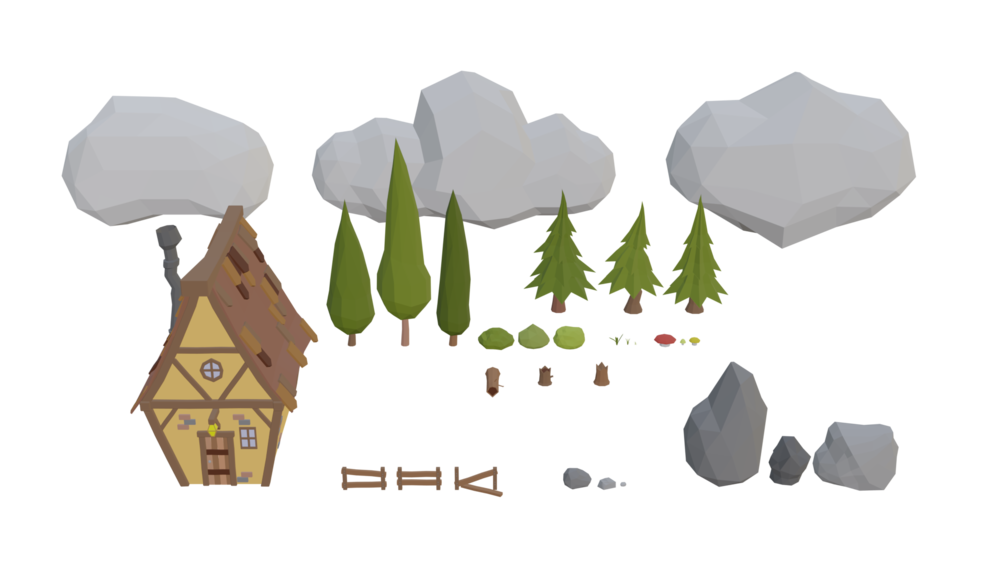 Low poly stylized forest asset pack