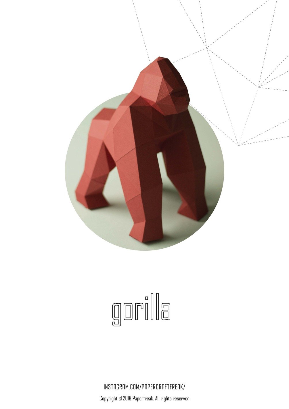 Papercraft 3D monkey gorilla template