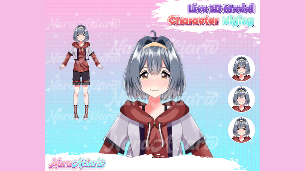 Vtuber Model and Rigging Anime Short Hair Girl with Hoodie Premade ...