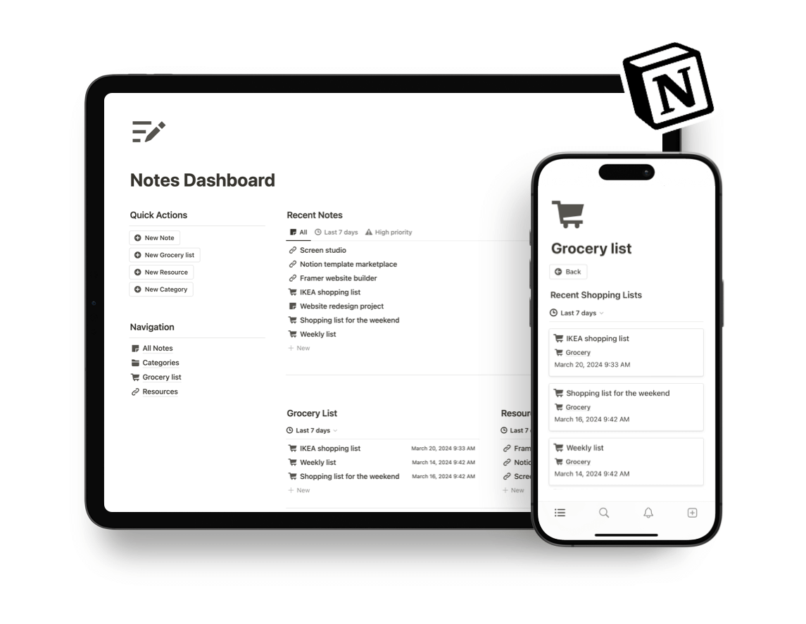 New Notes Dashboard Template - Solt Wagner