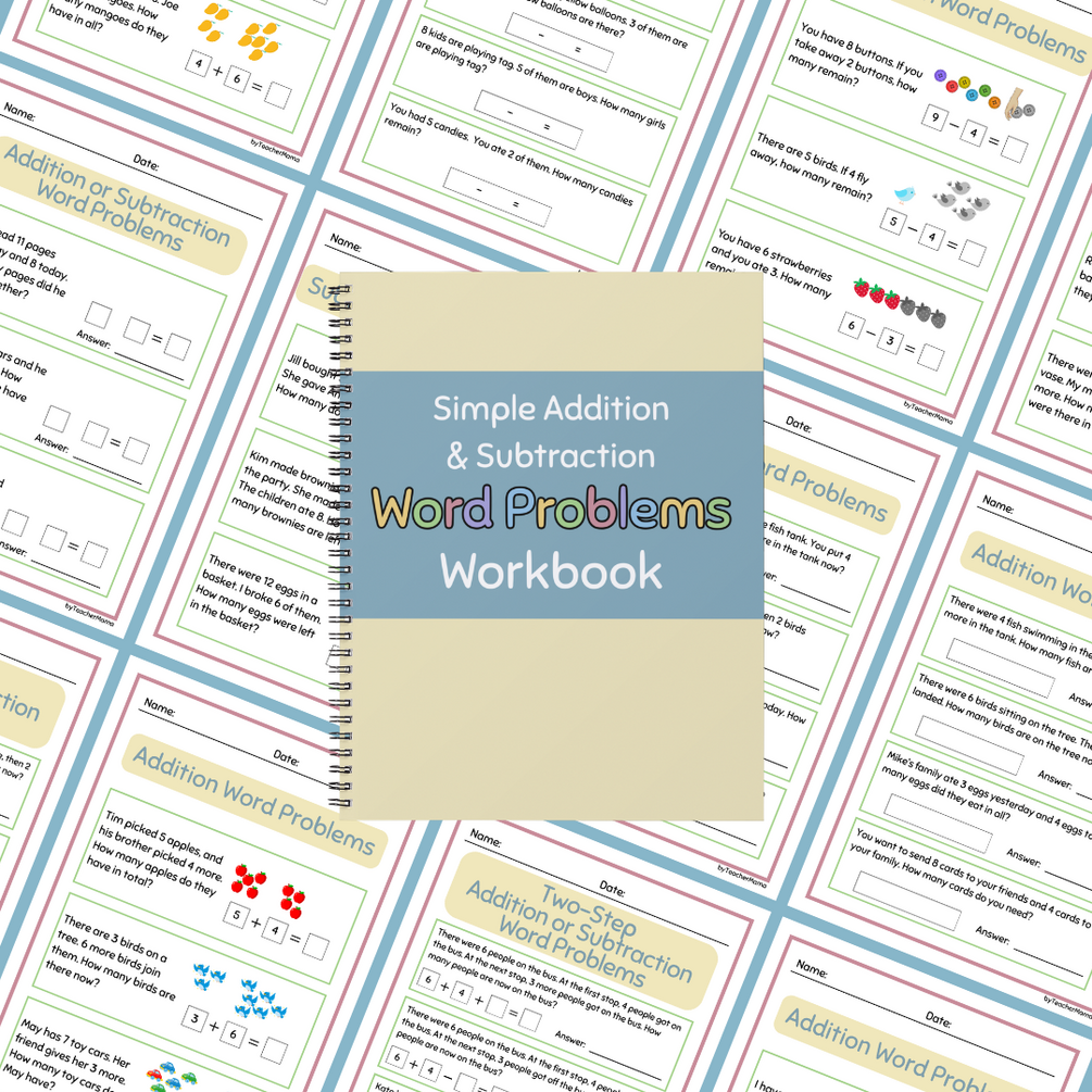 Simple Addition and Subtraction Within 20 Word Problems Workbook ...